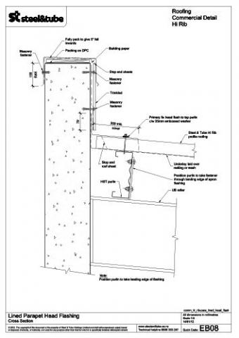 Lined Parapet Head Flashing | steel&tube