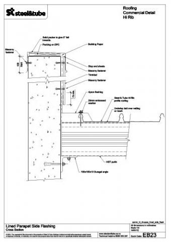 Lined Parapet Side Flashing | steel&tube