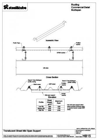 Translucent Sheet Mid Span Support | steel&tube